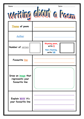 Writing about a Poem - Worksheet | Teaching Resources