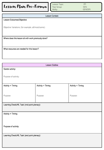 Lesson Plan Template and Evaluation Pro Forma Template 1 | Teaching and ...