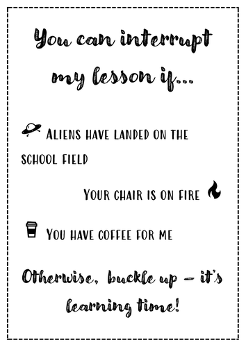 FREEBIE | You can interrupt my lesson if | Teacher Humour Poster ...