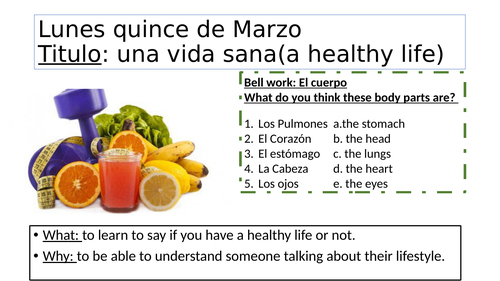 year 9/10- La vida sana | Teaching Resources