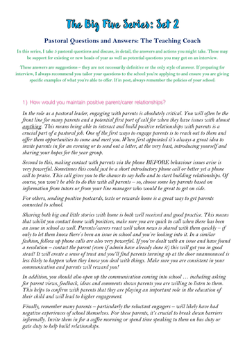 5 Big Pastoral Questions and their Answers - Set 2 - Interview Prep ...