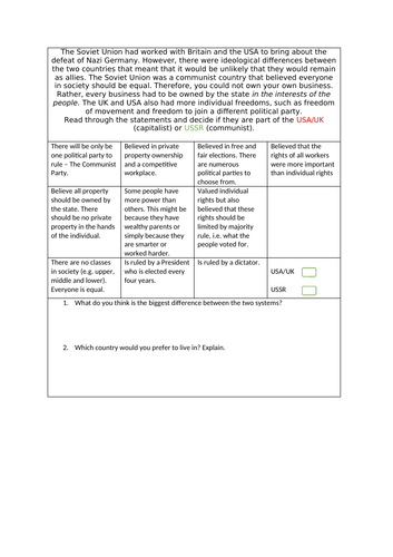 Civil rights in the USA - 1.2 Reasons for the Red Scare - the Cold War ...