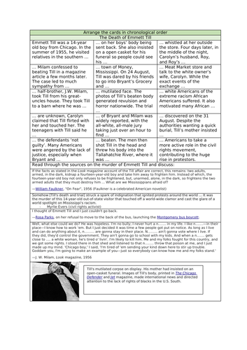 Civil rights in the USA - 2.2 Brown v Topeka and Emmett Till | Teaching ...