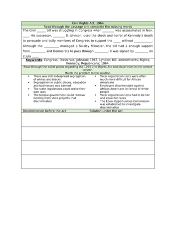 Civil rights in the USA - 3.3 Civil rights legislation | Teaching Resources