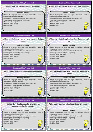 Creative Writing Prompt Cards | Teaching Resources