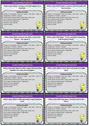 Creative Writing Prompt Cards | Teaching Resources