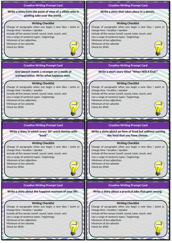Creative Writing Prompt Cards | Teaching Resources