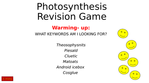 Photosynthesis Revision Game | Teaching Resources