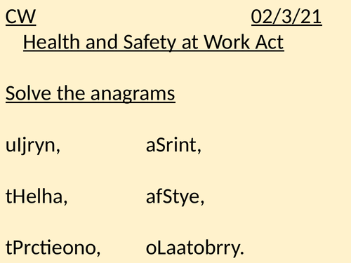 Science Health and Safety at Work Act | Teaching Resources