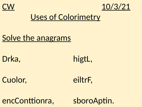 Uses of Colorimetry | Teaching Resources