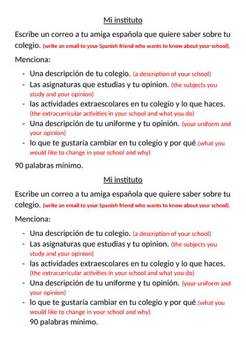 Spanish Writing tasks y7-11 | Teaching Resources