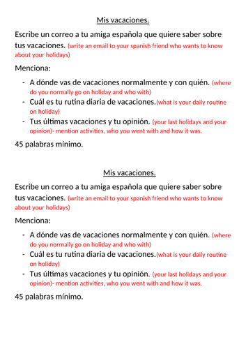 Spanish Writing tasks y7-11 | Teaching Resources