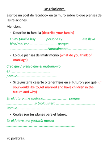 Spanish Writing tasks y7-11 | Teaching Resources