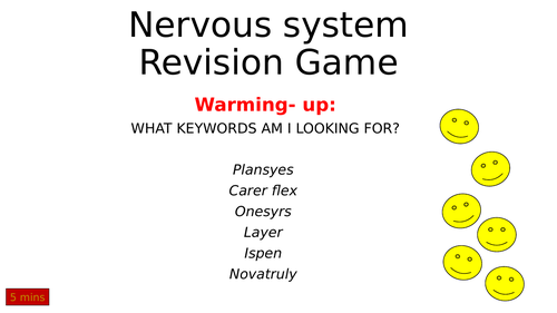 Nervous System Revision Game | Teaching Resources