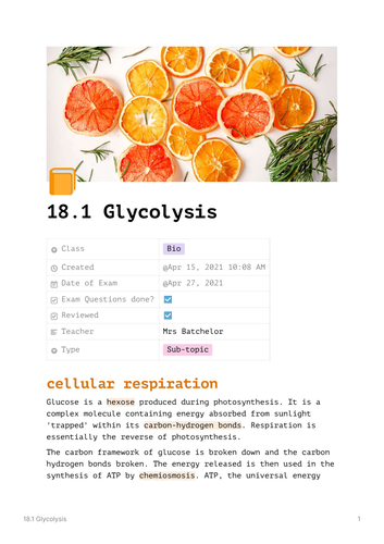 Respiration and Photosynthesis Notes A Level Biology OCR A | Teaching ...