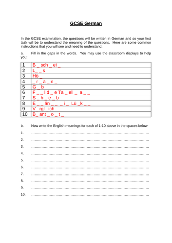 GCSE German - rubrics | Teaching Resources