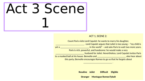 Romeo and Juliet Act 2 Scene 6 & Act 3 Scene 1 | Teaching Resources