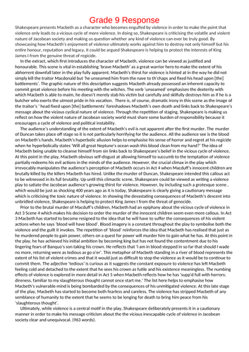 Macbeth Grade 9 Response Teaching Resources