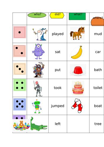 Roll a sentence | Teaching Resources