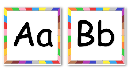 Rainbow Border Alphabet Flashcards A to Z | Teaching Resources