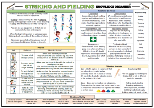 Striking and Fielding - KS1 Knowledge Organiser! | Teaching Resources