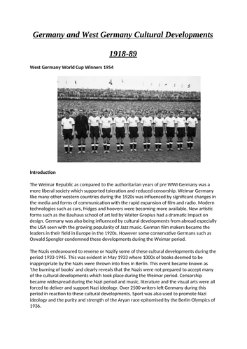 A level Germany and West Germany Cultural Developments 1918-1989 ...