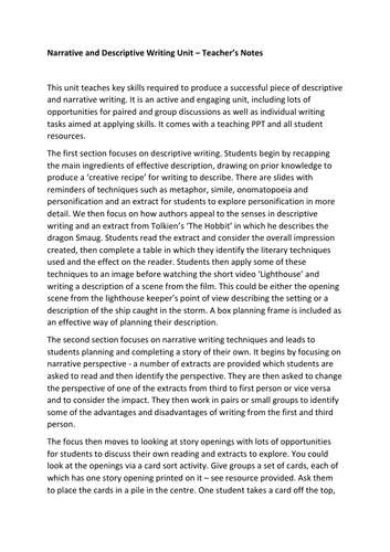 Australian Curriculum: Narrative and Descriptive Writing Unit for Years ...