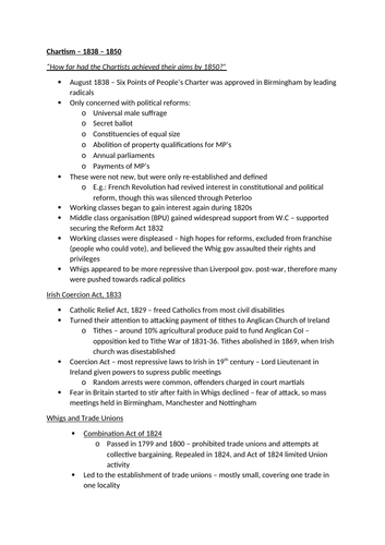 Edexcel A-Level History Protest, Agitation and Parliamentary Reform in ...