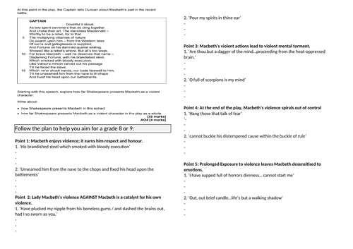 Macbeth grade 9 response - violent character | Teaching Resources