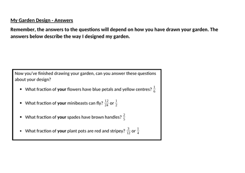Fractions of Quantity/Amount - Garden Design | Teaching Resources