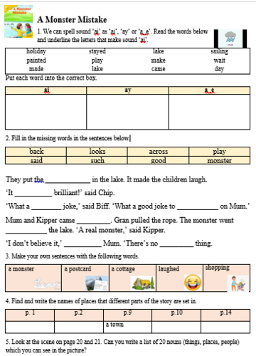 'A Monster Mistake' Reading Activities | Teaching Resources