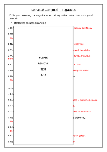 FRENCH - LE PASSÉ COMPOSÉ AVEC AVOIR | Teaching Resources