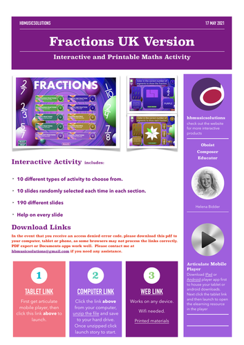 Fractions UK Version Digital Interactive and Printable Maths Resource ...