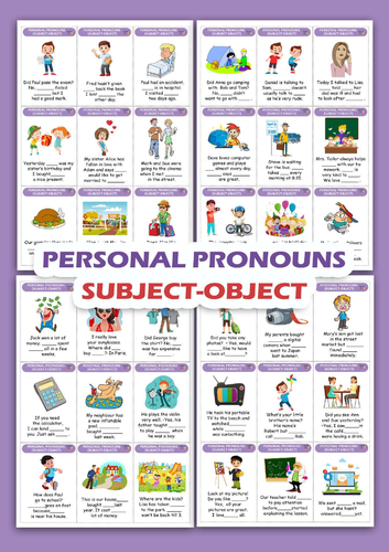 PERSONAL PRONOUNS-SUBJECT AND OBJECT | Teaching Resources
