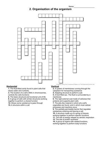 Biology IGCSE (CIE) key word crosswords - full set | Teaching Resources
