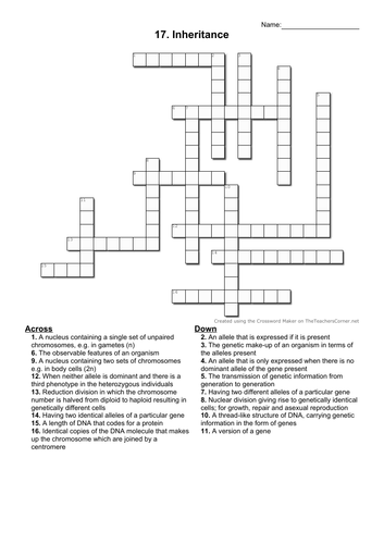 Biology IGCSE (CIE) key word crosswords - full set | Teaching Resources