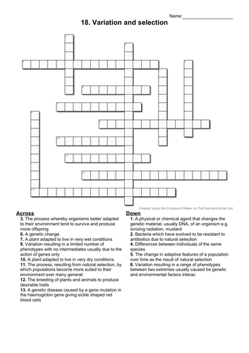 Biology IGCSE (CIE) key word crosswords - full set | Teaching Resources