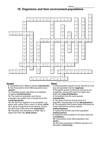 Biology IGCSE (CIE) key word crosswords - full set | Teaching Resources