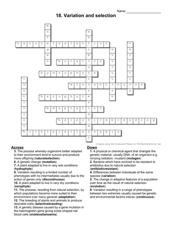 Biology IGCSE (CIE) key word crosswords - full set | Teaching Resources