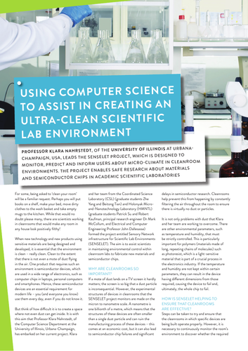 Computer science: keeping cleanrooms ultra-clean | Teaching Resources