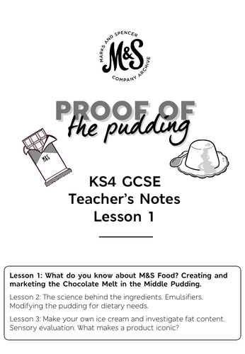 GCSE Food and Nutrition: M&S Proof of the Pudding Lesson 1 | Teaching ...