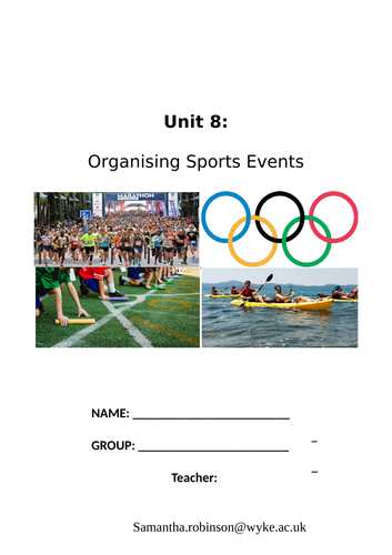CTEC Level 3 Unit 8 – Organising Sports Events Booklet | Teaching Resources