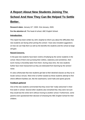 Igcse English 0500 Formal Reports Teaching Resources