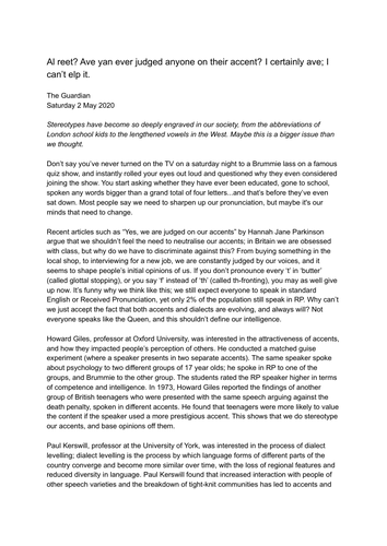 Grade A AQA English language Directed Writing essay | Teaching Resources