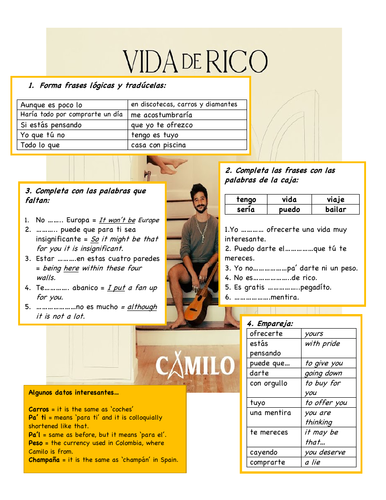 Popular song (Camilo Vida de rico 2021) with a variety of exercises to ...