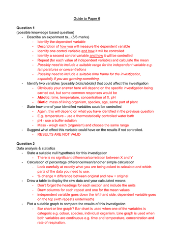 Edexcel IAL Biology Guide to Paper 6 | Teaching Resources