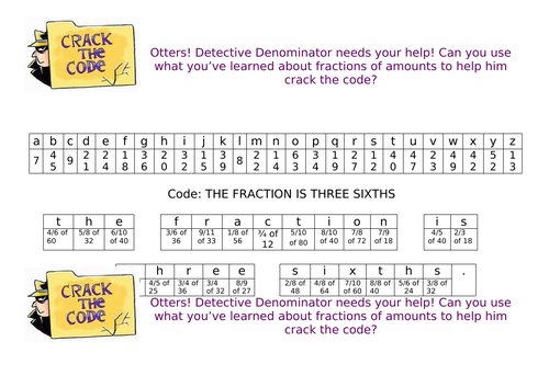 Fractions of Amounts Code Breaker | Teaching Resources