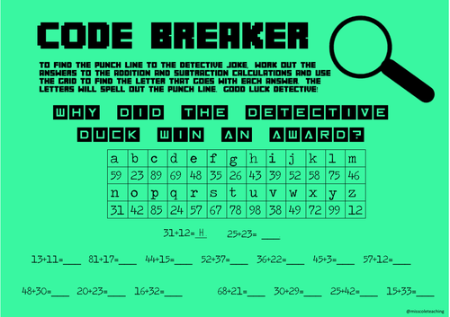 Column Addition Code Breaker | Teaching Resources