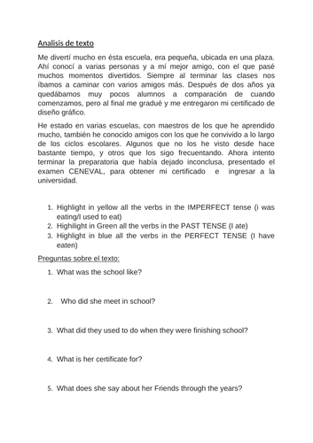 Carrousel Mi vida escolar GCSE | Teaching Resources