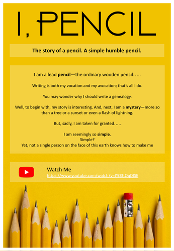 I, Pencil - Economics Introduction | Teaching Resources